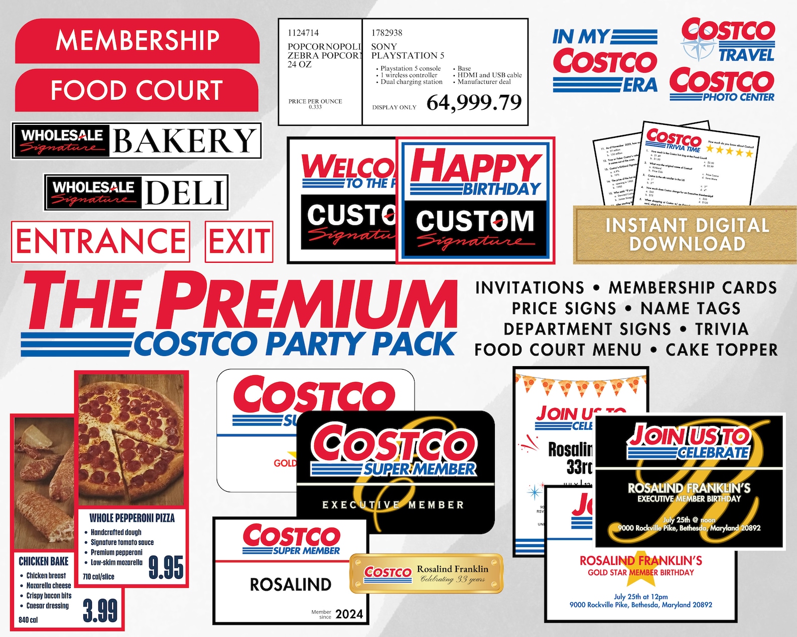 Costco Party Pack Premium Invites, Custom Price Signs, Welcome Sign ...