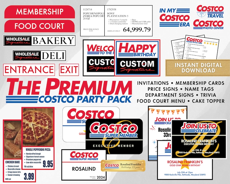 Costco Party Pack Premium Invites, Custom Price Signs, Welcome Sign ...