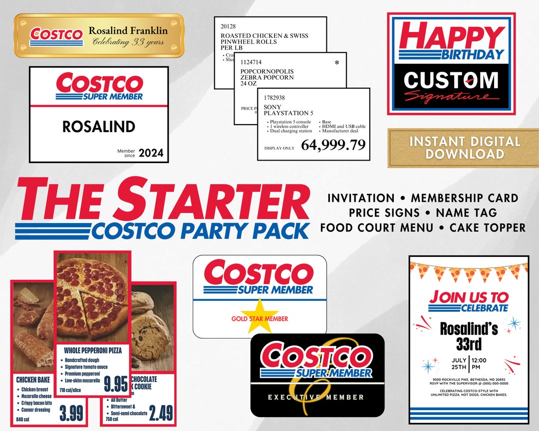 Costco Party Pack Starter Customizable Price Signs, Invitation ...