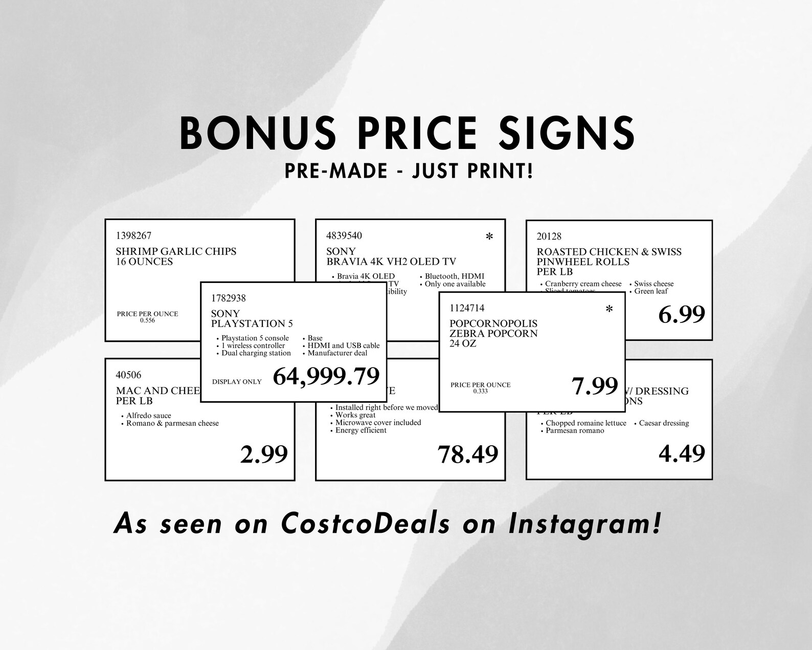 Costco Party Pack Essentials - Customizable Price Signs, Welcome to the ...