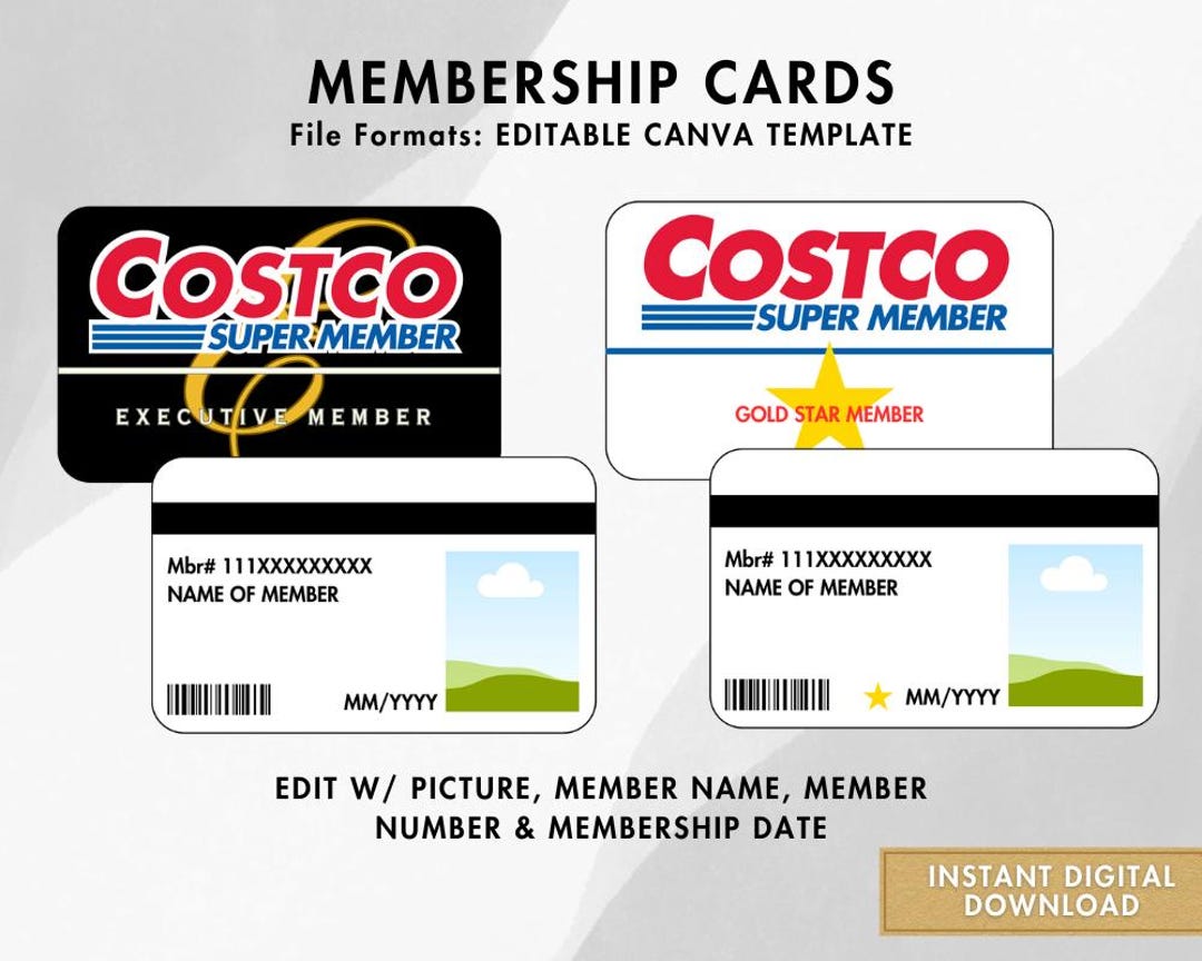 Costco Inspired Membership Cards (digital Template, Replica) - Etsy