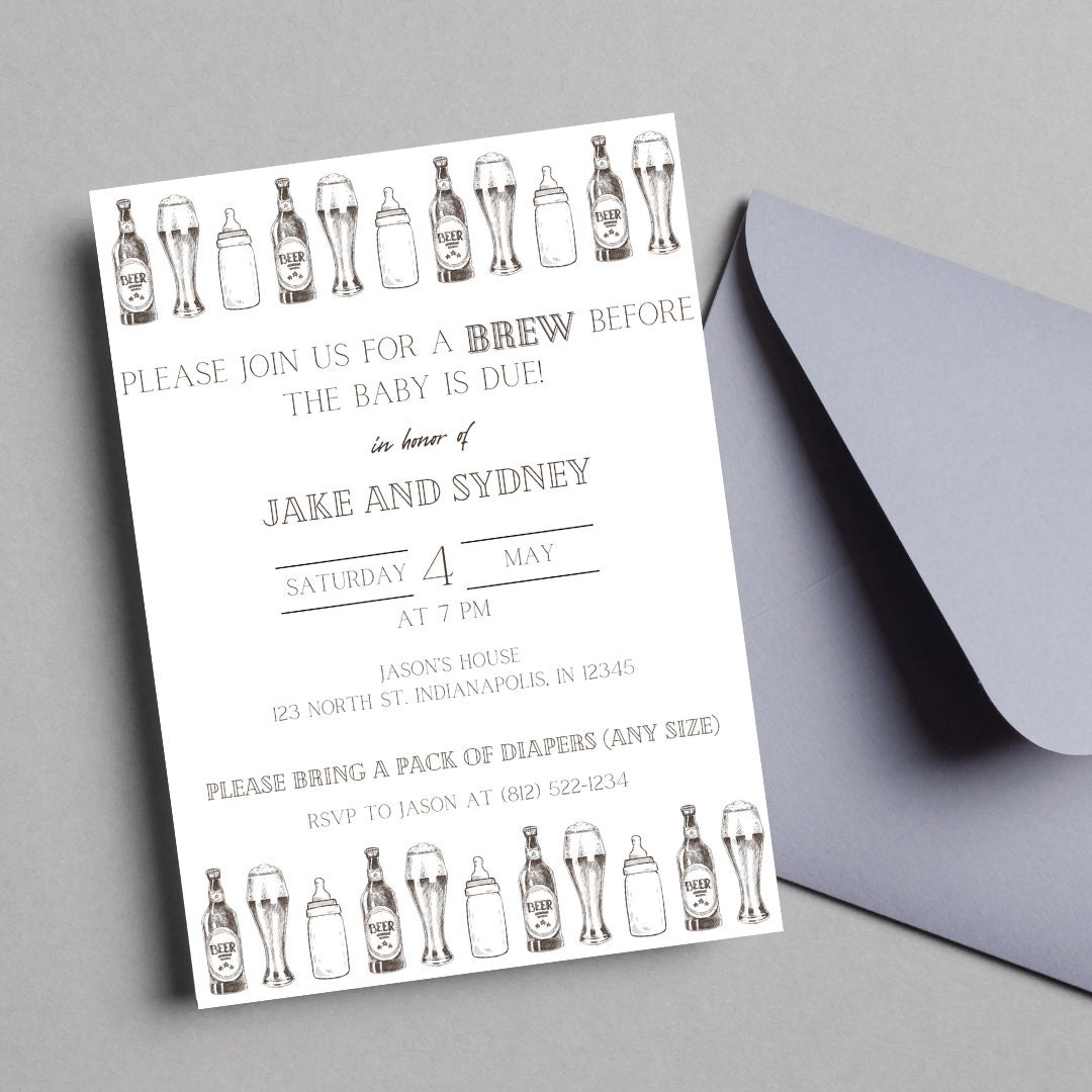 Baby is Brewing Diaper Party Invitation Template: Brew Before Baby ...