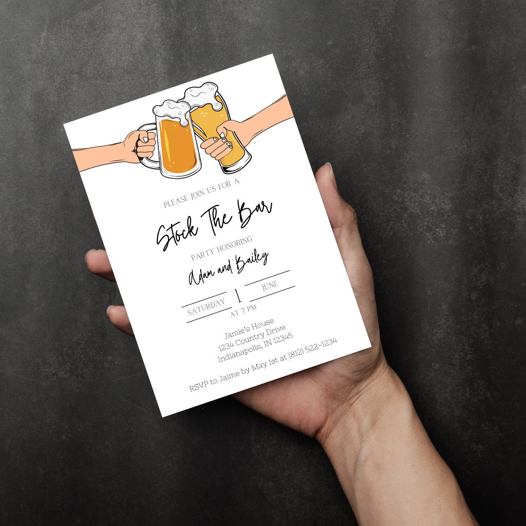 Stock the Bar Party Invitation Template, Couples Shower Invitation ...