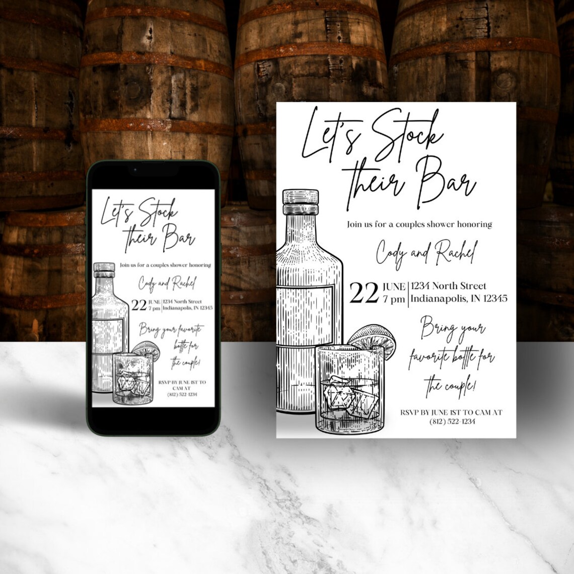 Let's Stock Their Bar Invitation, Stock the Bar Party Invite, Couples ...
