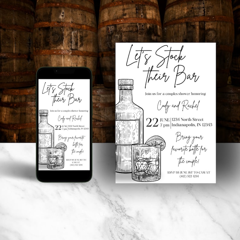 Let's Stock Their Bar Invitation, Stock the Bar Party Invite, Couples ...