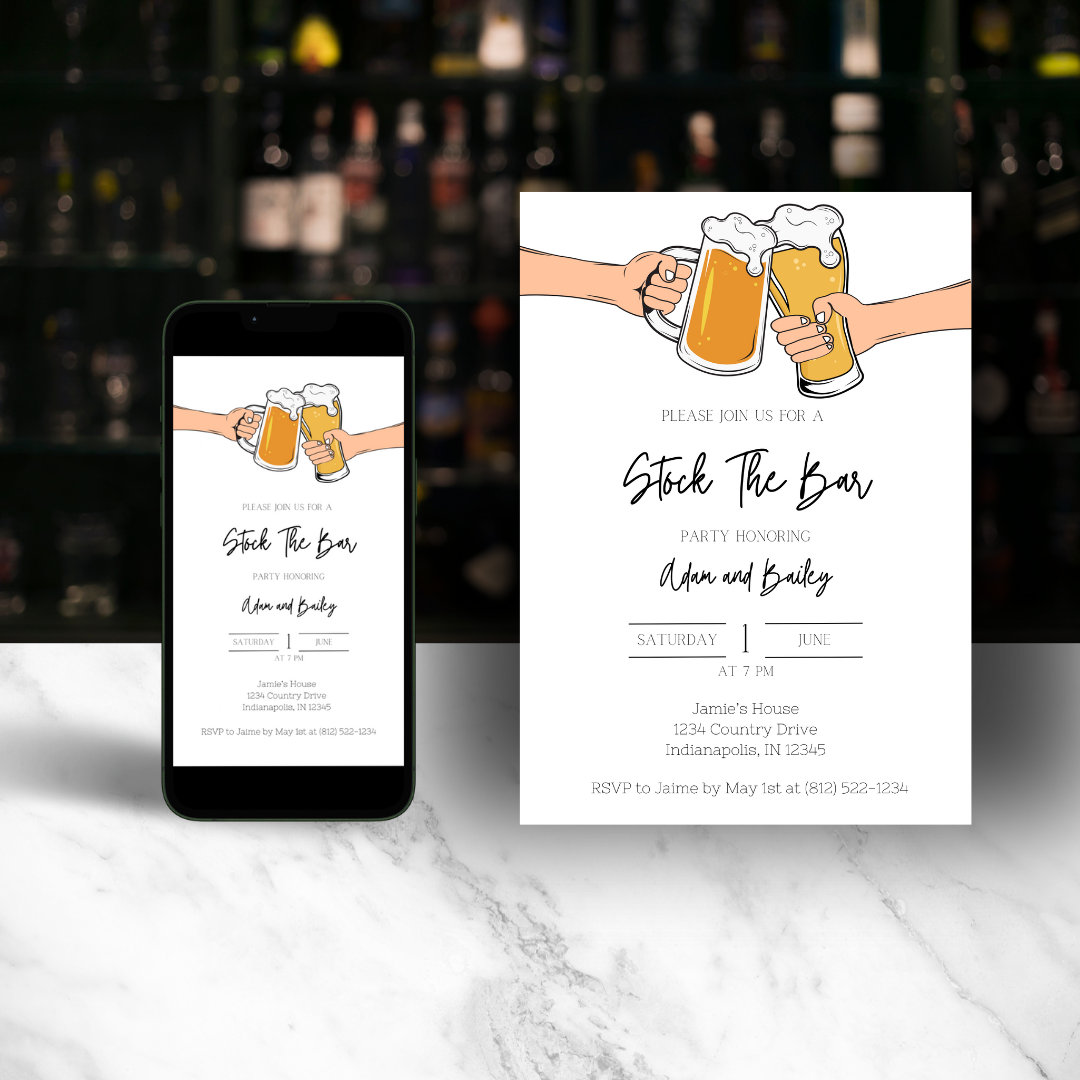 Stock the Bar Party Invitation Template, Couples Shower Invitation ...