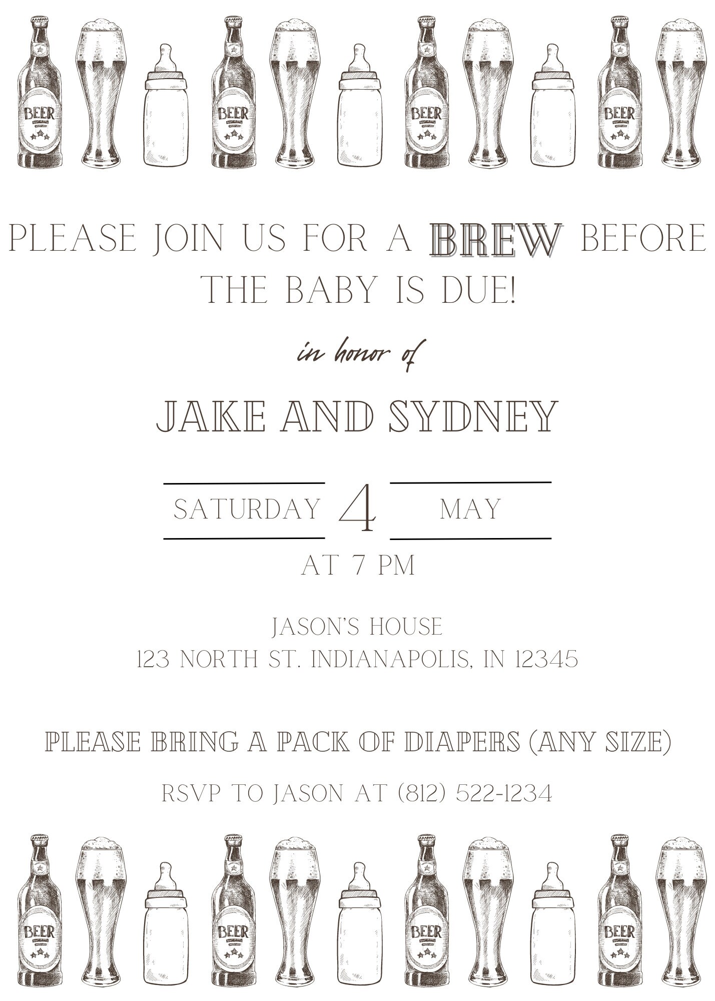 Baby is Brewing Diaper Party Invitation Template: Brew Before Baby ...