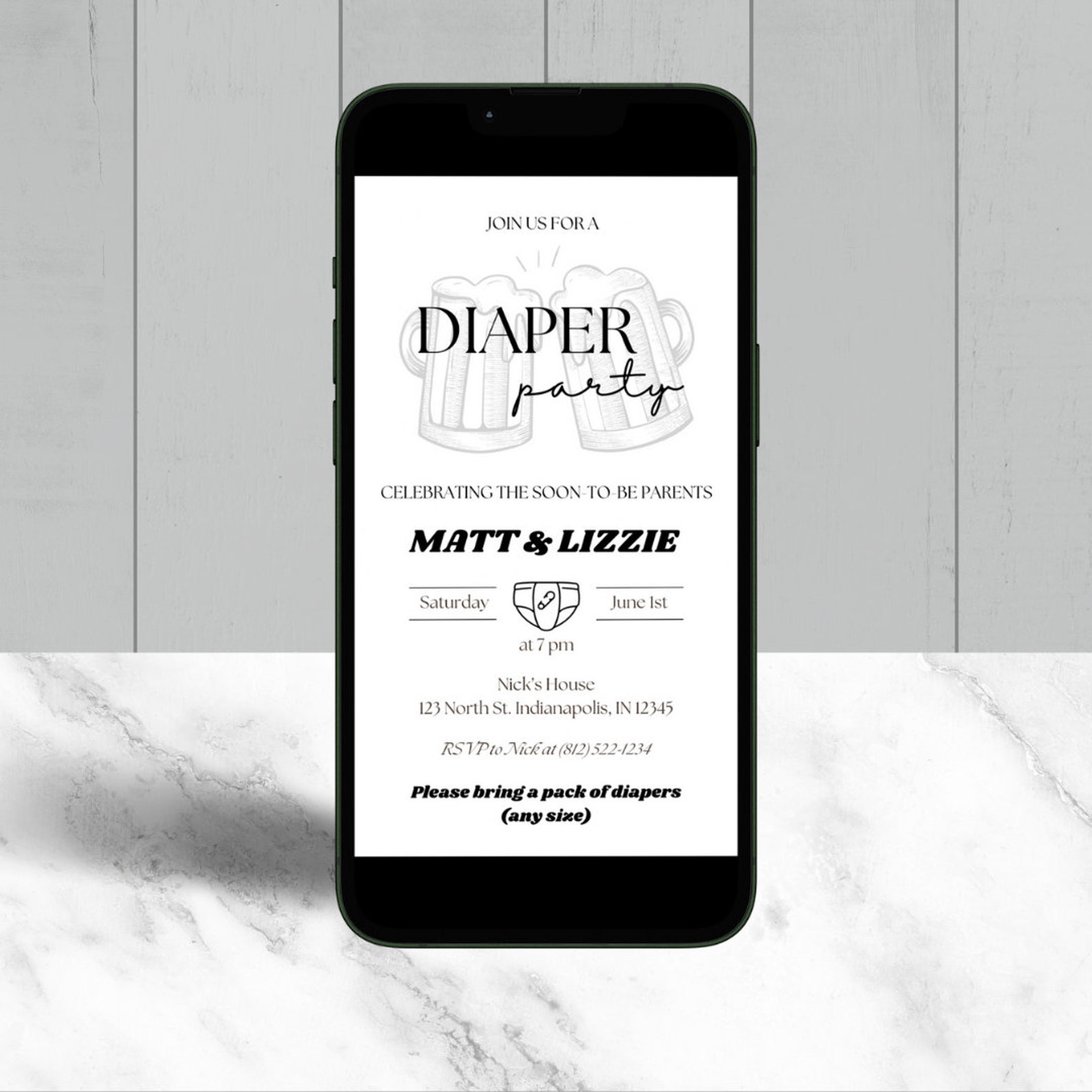 Diaper Party Invitation Template, Diaper Keg Invite, Baby Shower ...