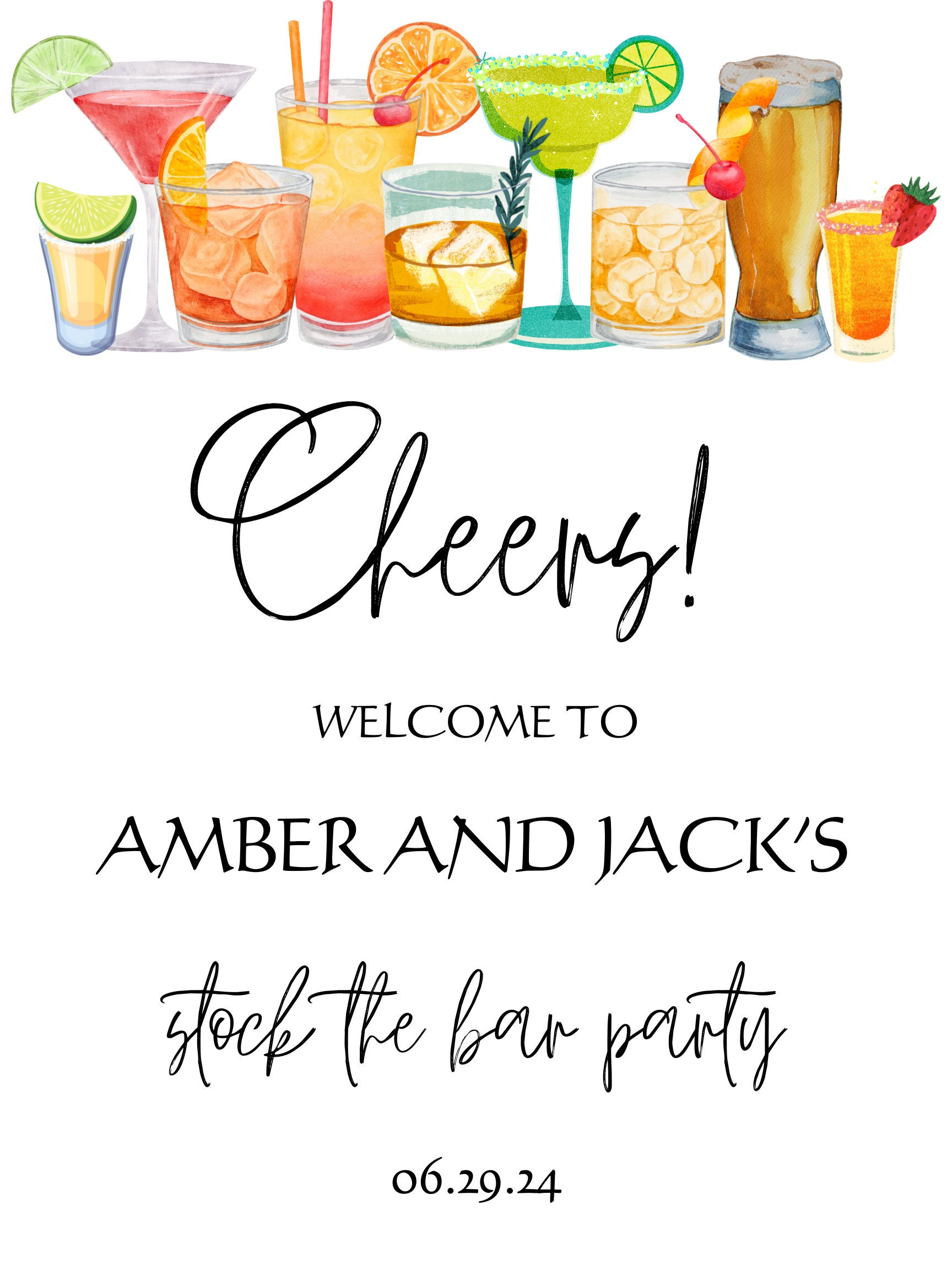 Stock the Bar Party Welcome Sign Template (canva) - Etsy