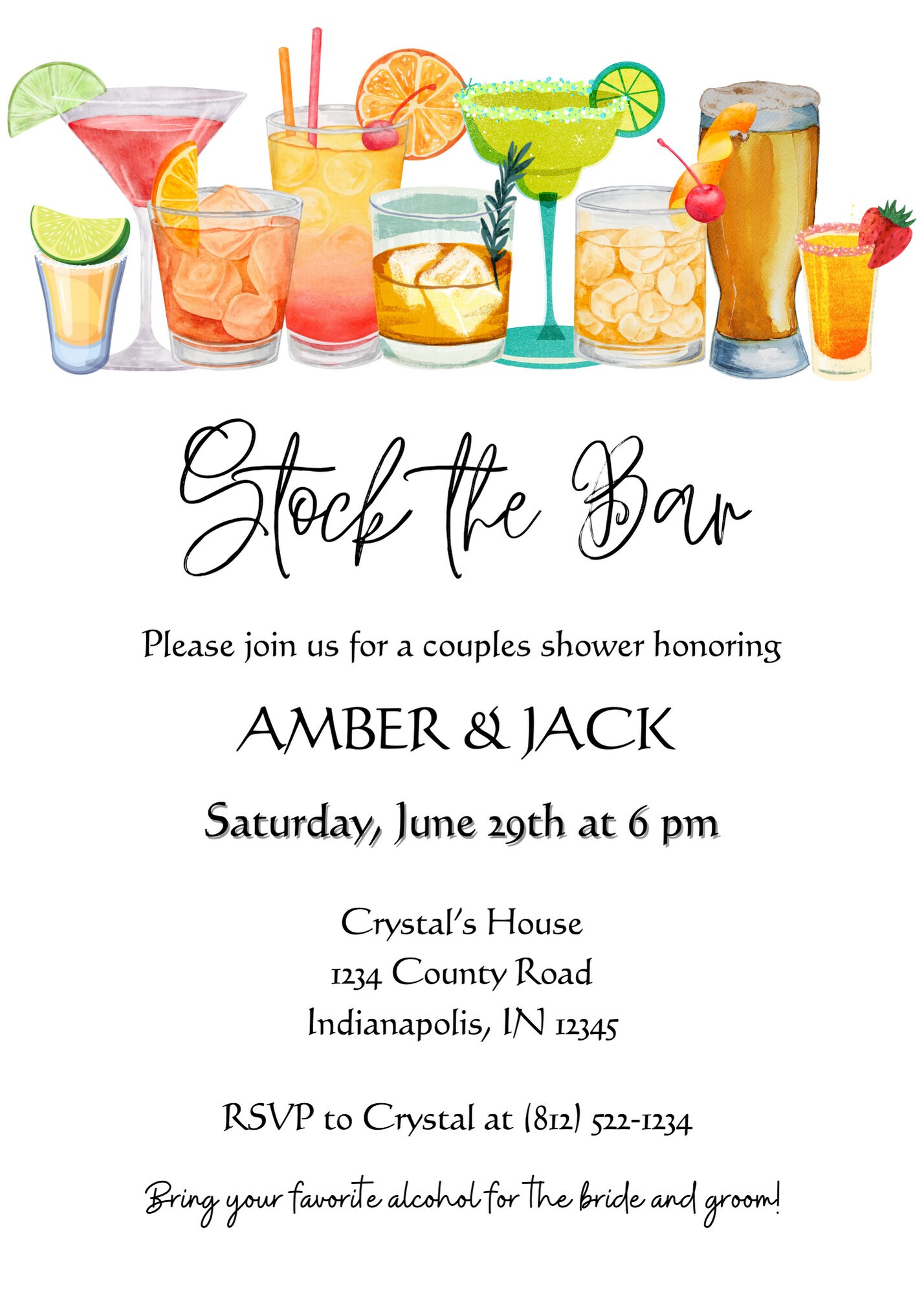 Stock the Bar Invitation Template: Couple's Shower, Engagement Party ...