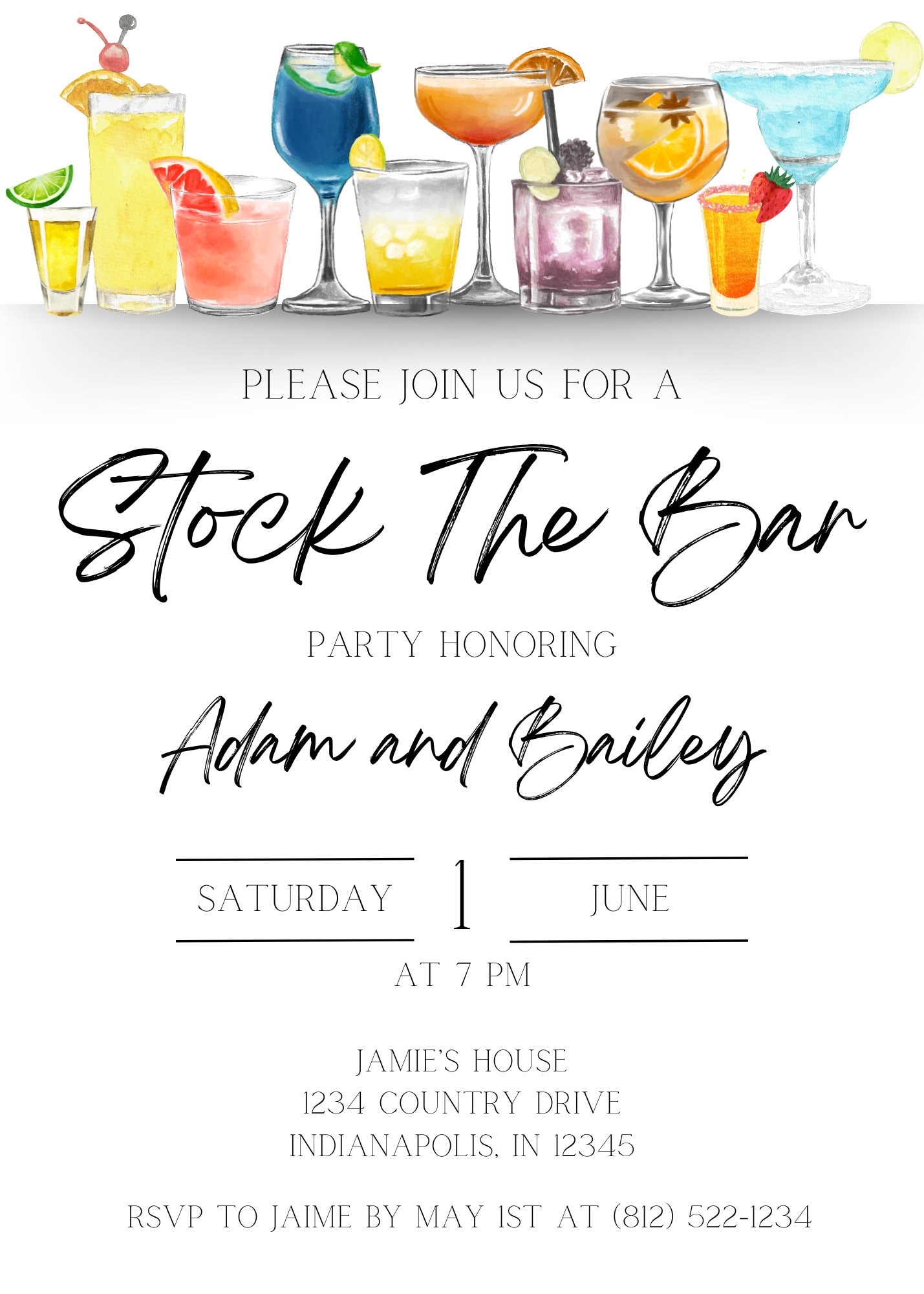 Stock the Bar Party Invitation Template, Couple's Shower Stock the Bar ...