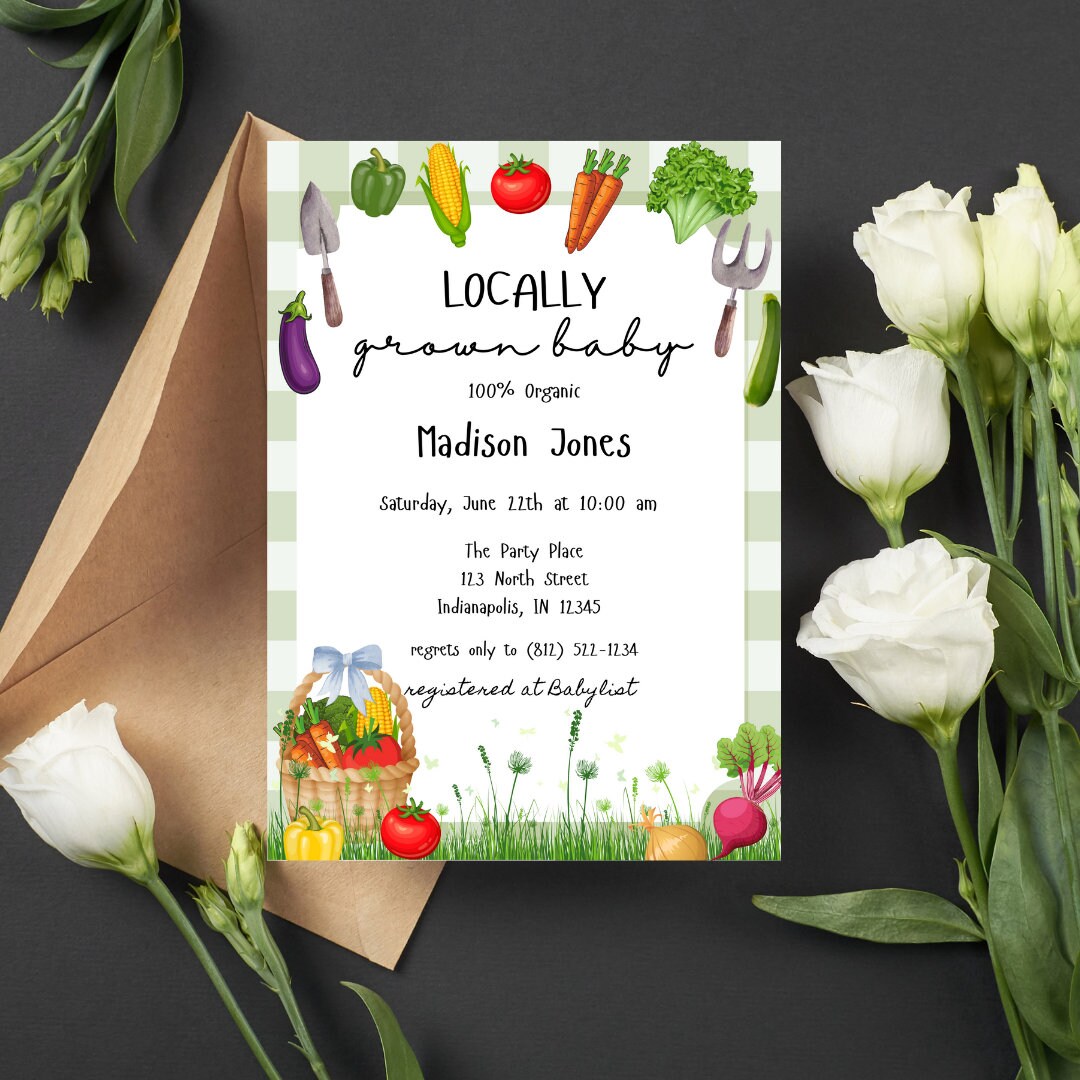 Locally Grown Baby Shower Invitation: Farm Theme (canva Template) - Etsy