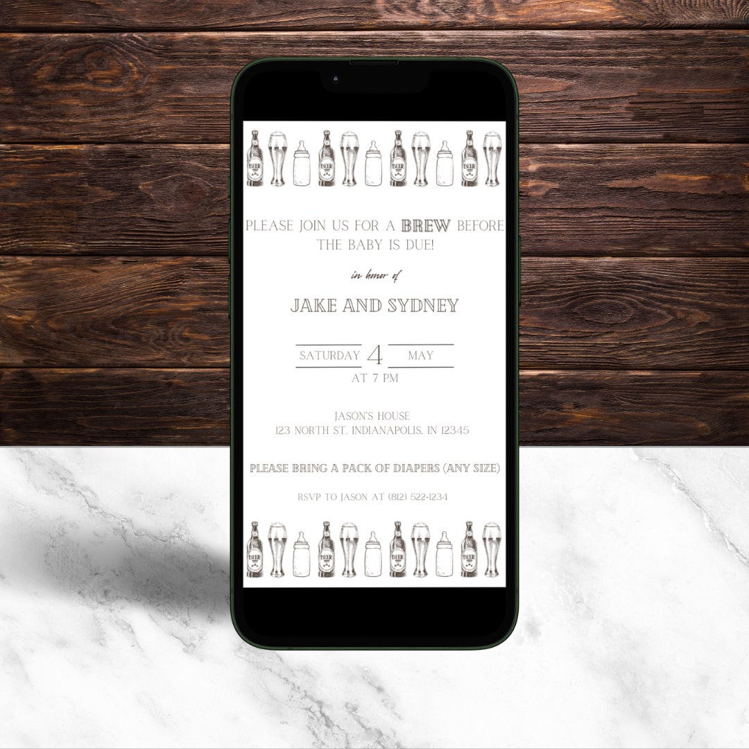 Baby is Brewing Diaper Party Invitation Template: Brew Before Baby ...