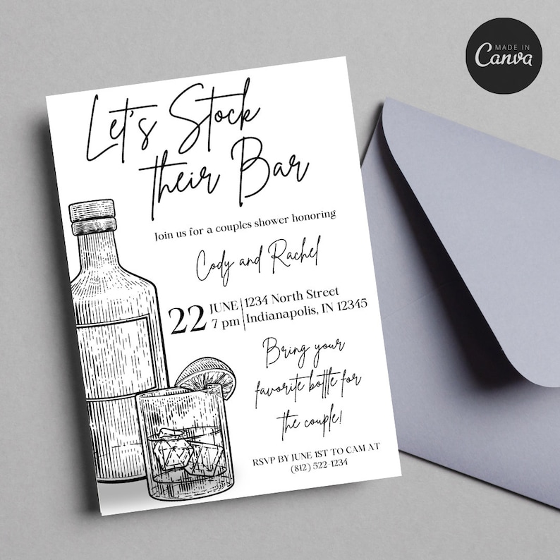 Let's Stock Their Bar Invitation, Stock the Bar Party Invite, Couples ...