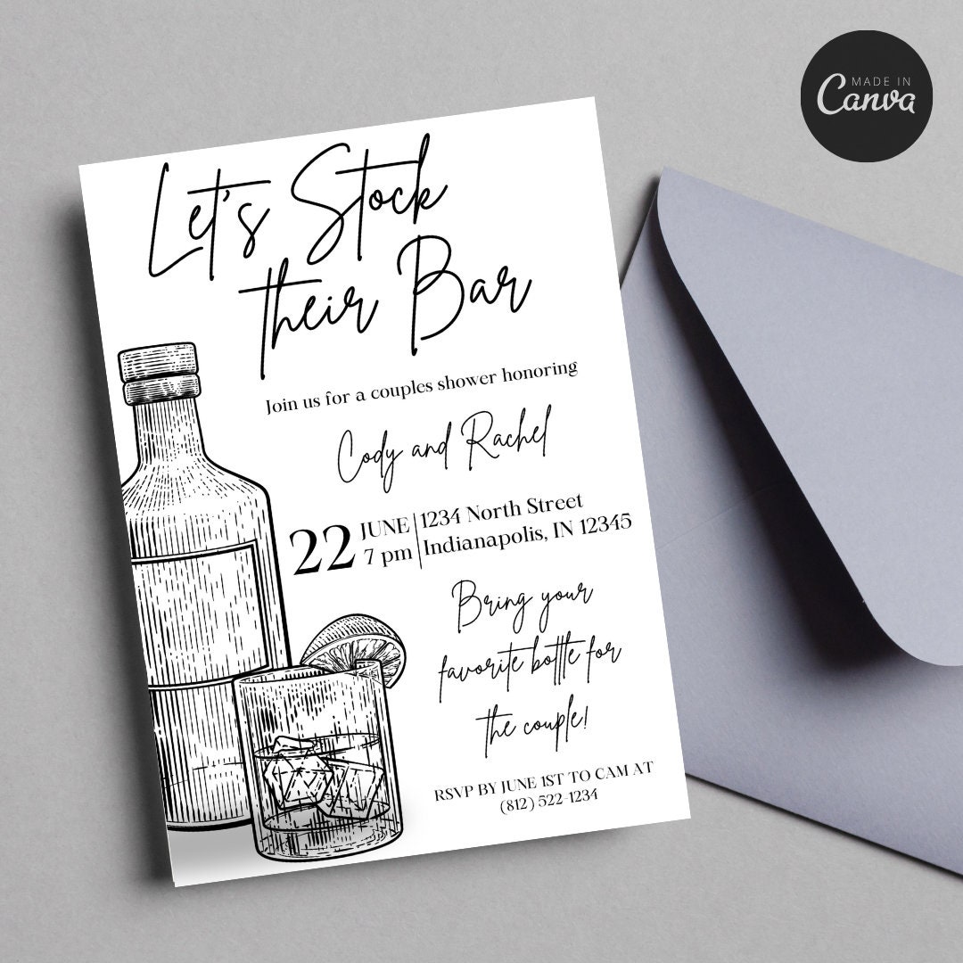 Let's Stock Their Bar Invitation, Stock the Bar Party Invite, Couples ...