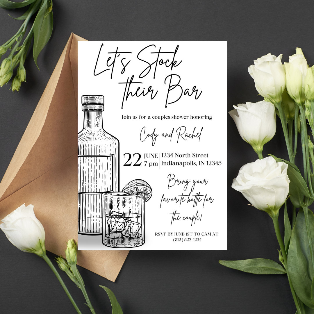 Let's Stock Their Bar Invitation, Stock the Bar Party Invite, Couples ...