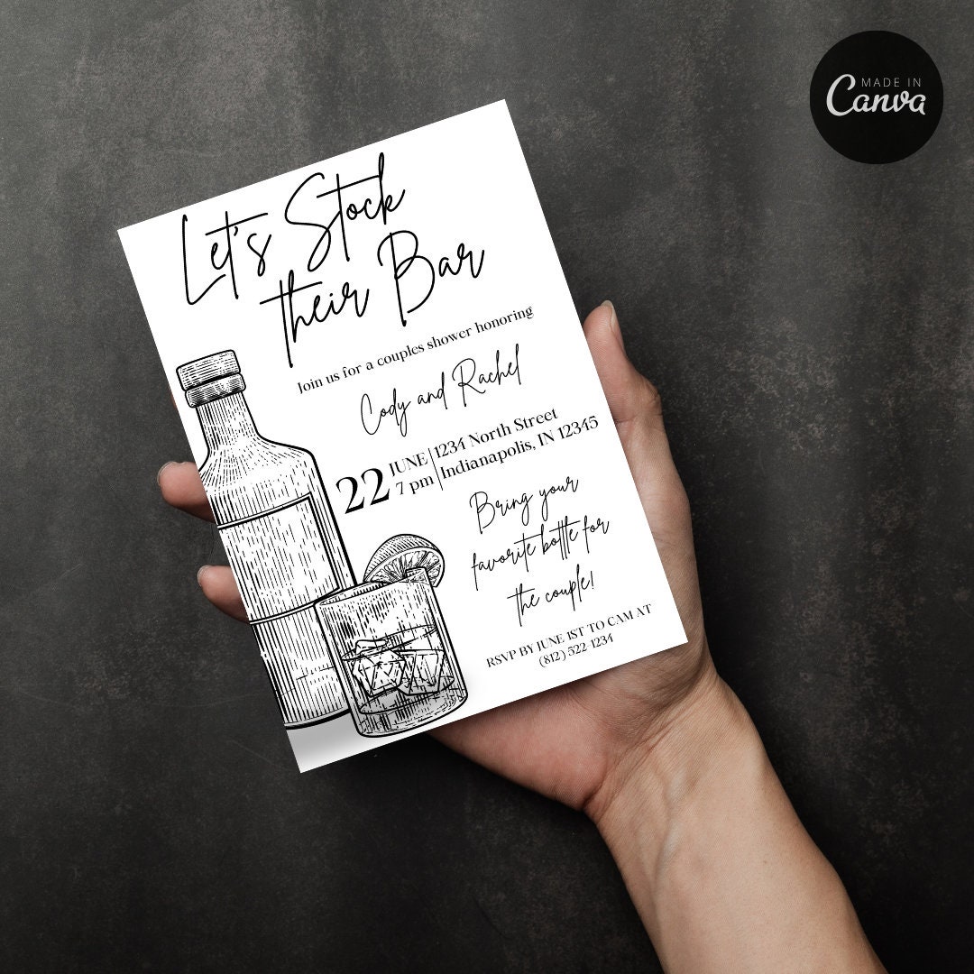 Let's Stock Their Bar Invitation, Stock the Bar Party Invite, Couples ...