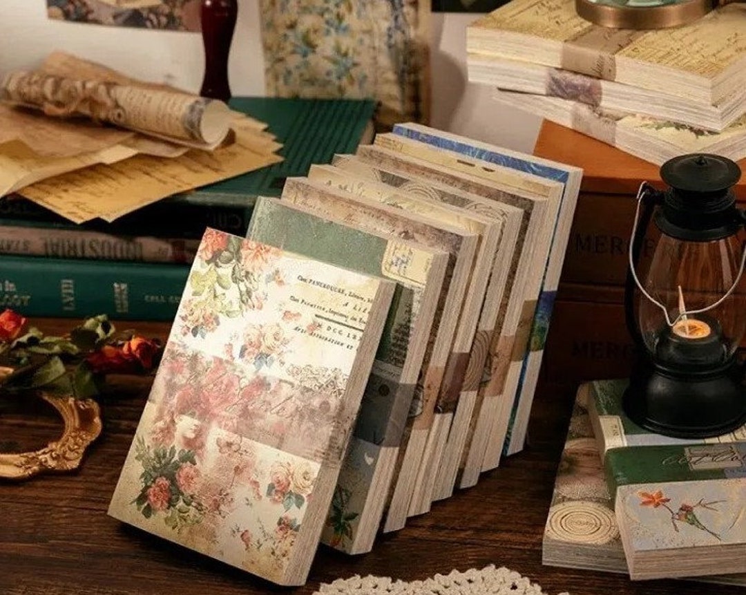 100pcs Vintage Message Material Memo Pad With Creative Flower Character ...