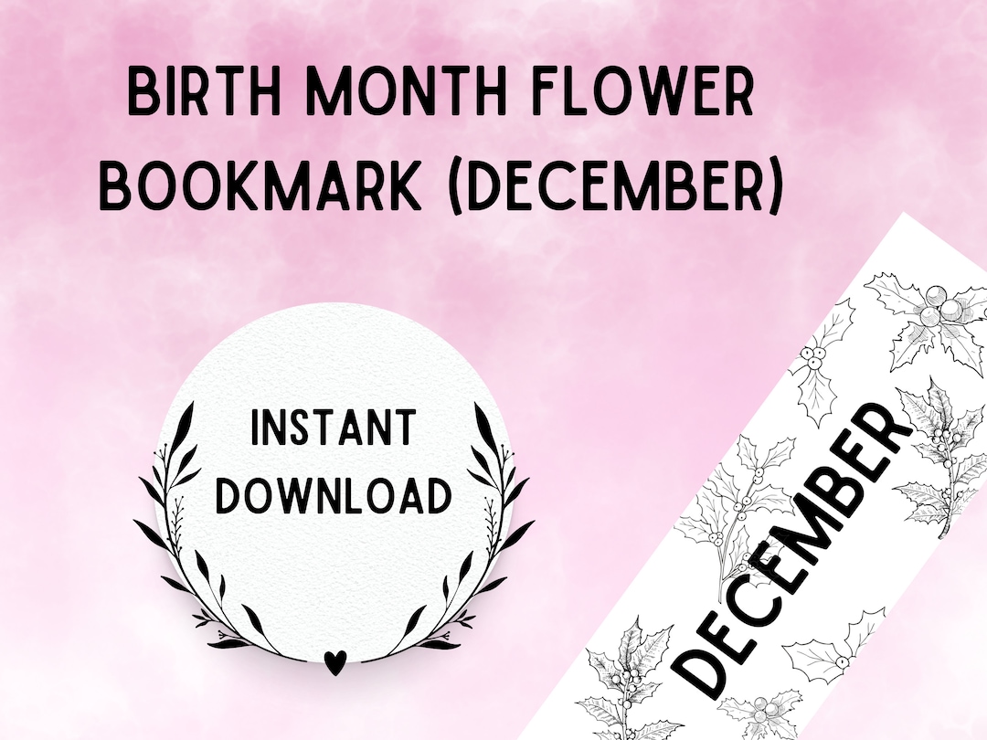 Birth Month Flower Bookmark for Book Lover Bookmark With Birth Month ...