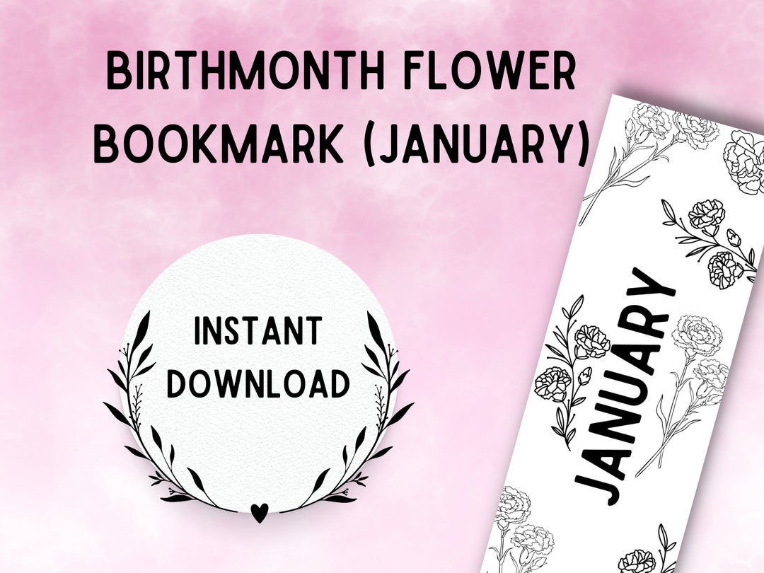 Printable Floral Birthmonth Bookmark - January - Etsy