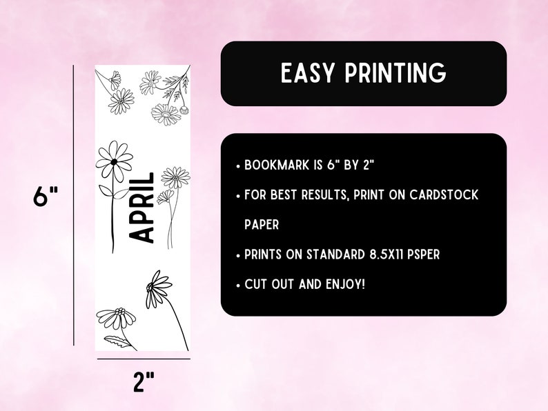 Printable Floral Birth Month Bookmark (april) - Etsy