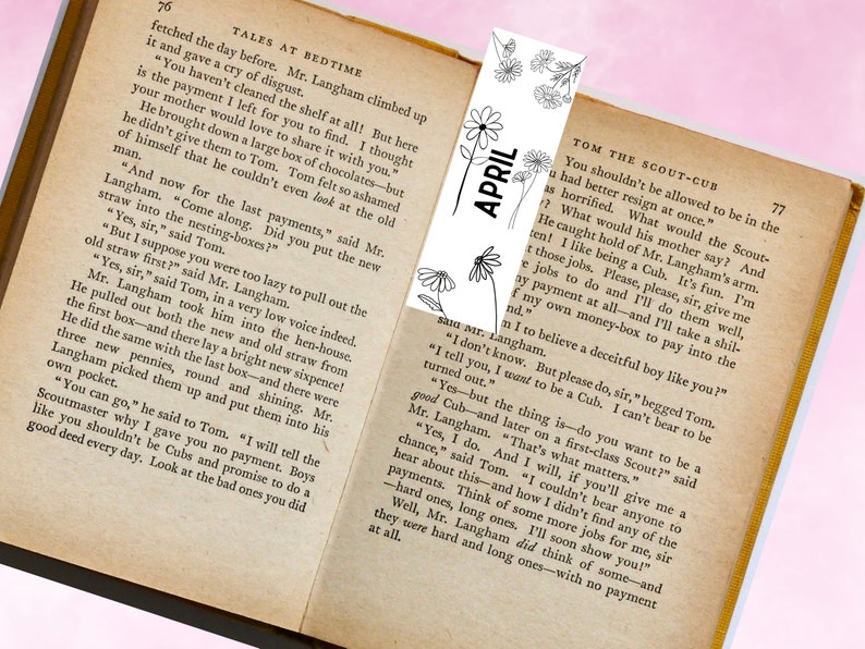 Printable Floral Birth Month Bookmark (april) - Etsy