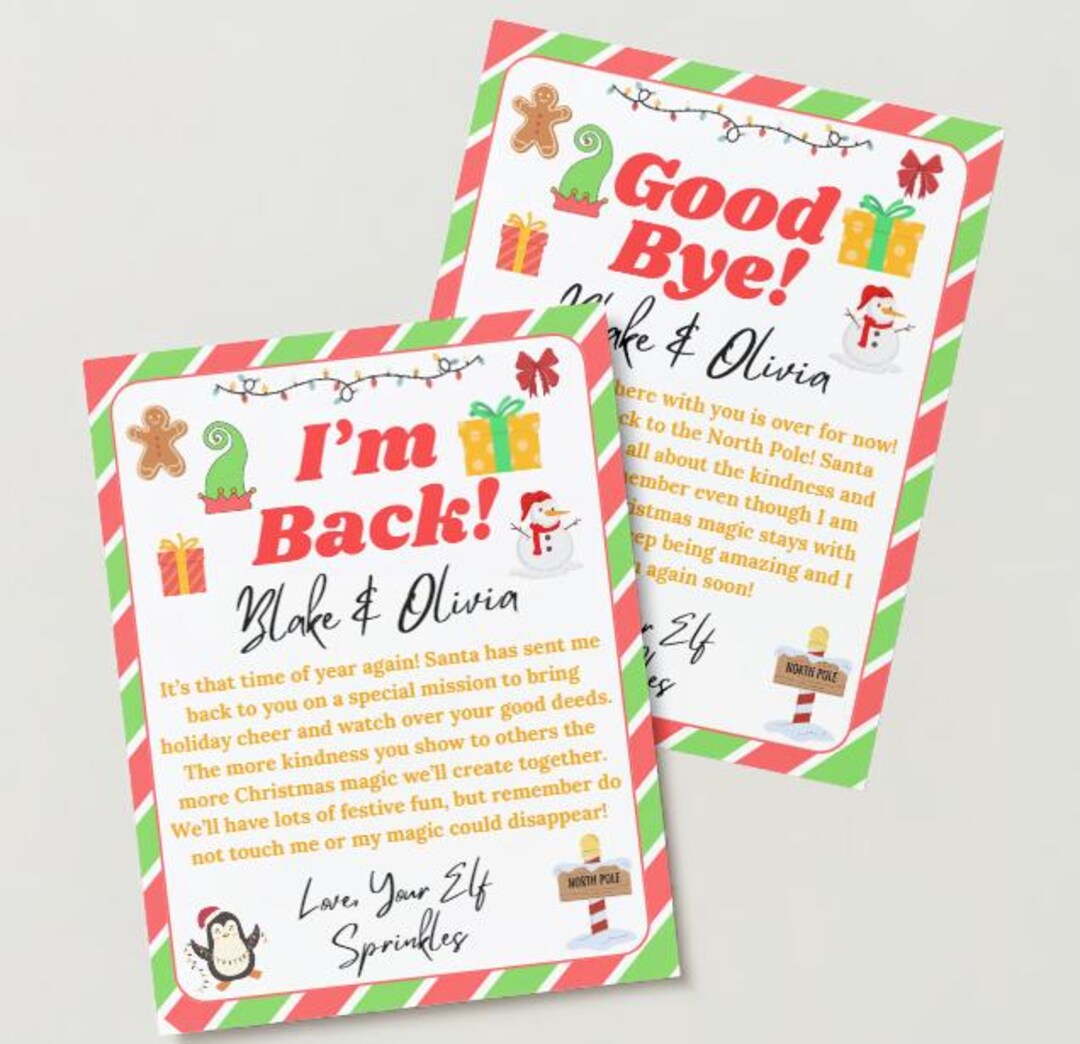 Editable Elf Arrival and Goodbye Letter Set, Christmas Elf Letter Combo ...