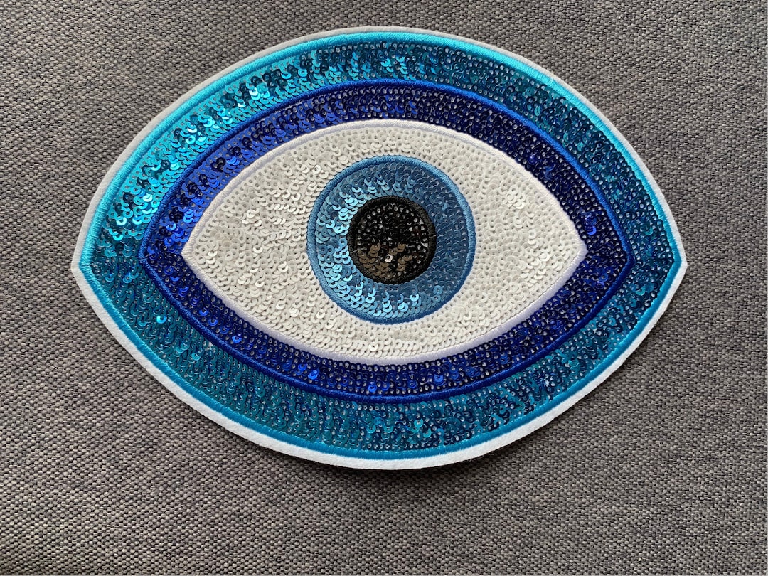 Evil Eye Sequined Patch-large Blue - Etsy