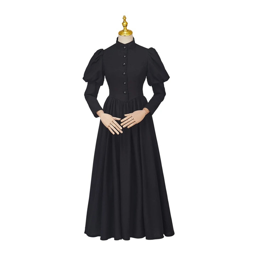 Victorian Mourning Dress Victorian Day Dress Black Bustle Dress Gothic