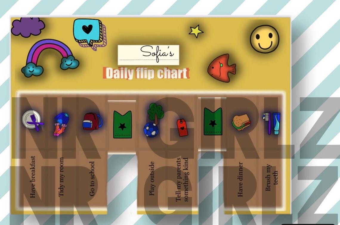 Kids Flip Routine Chart Printable, Daily Flip Chart, Visual Schedule ...