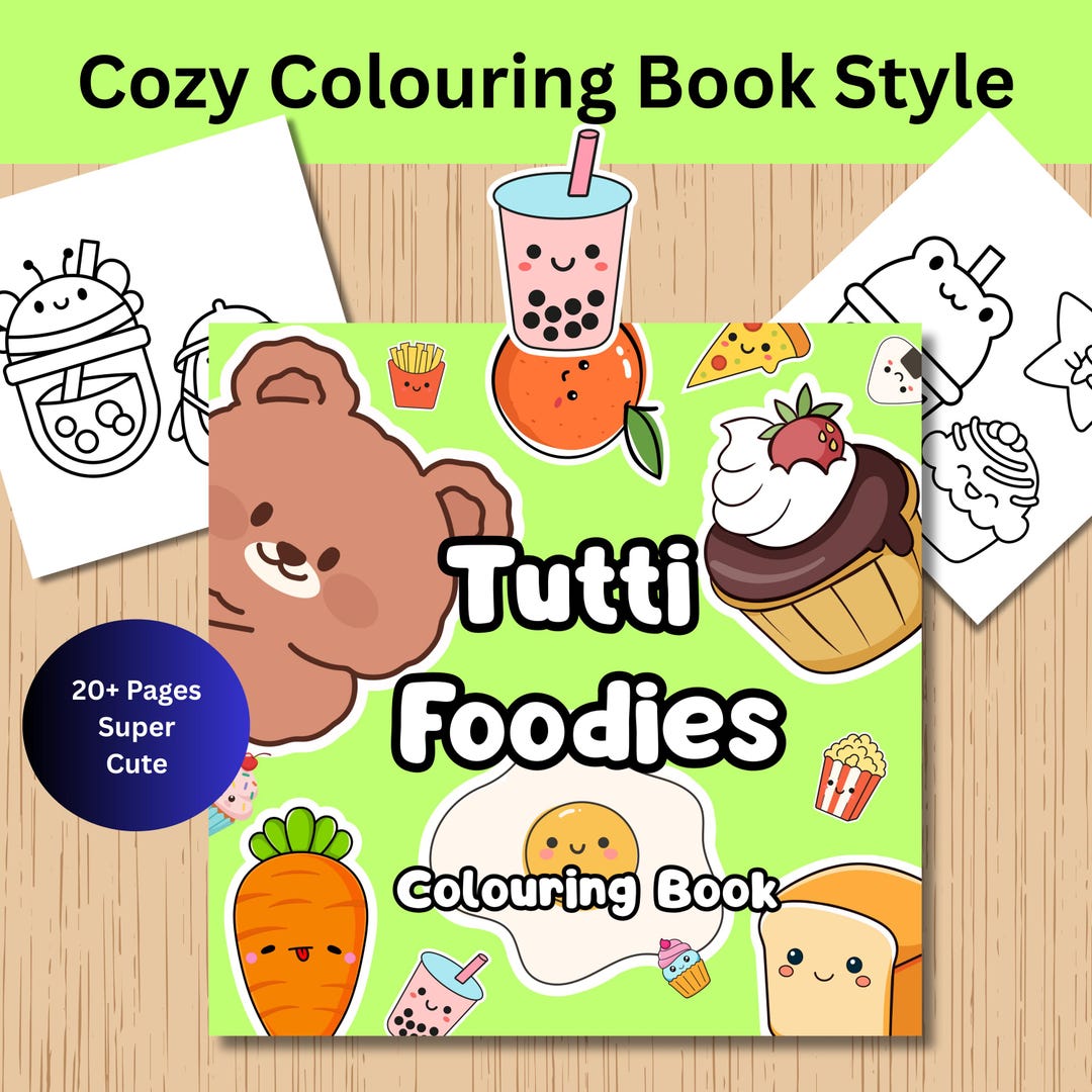 Kawaii Food Coloring Book | Tutti Foodie, Cozy Art (8.5x8.5 PDF) - Etsy