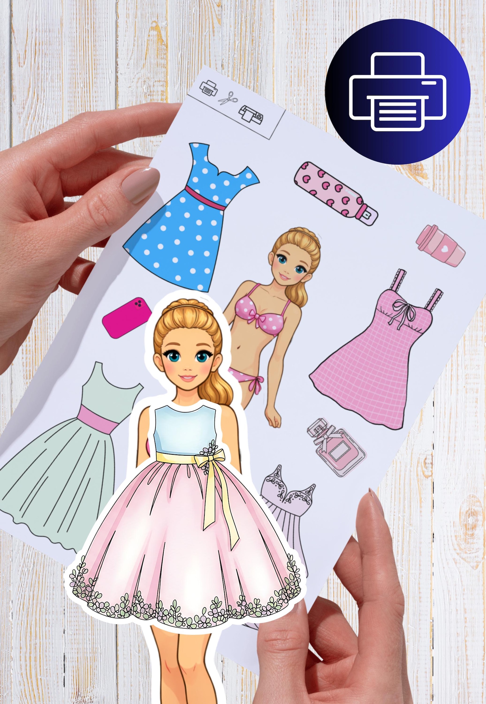 Fashion Paper Doll Printable | Dress-up Clothes & Accessories (PDF ...