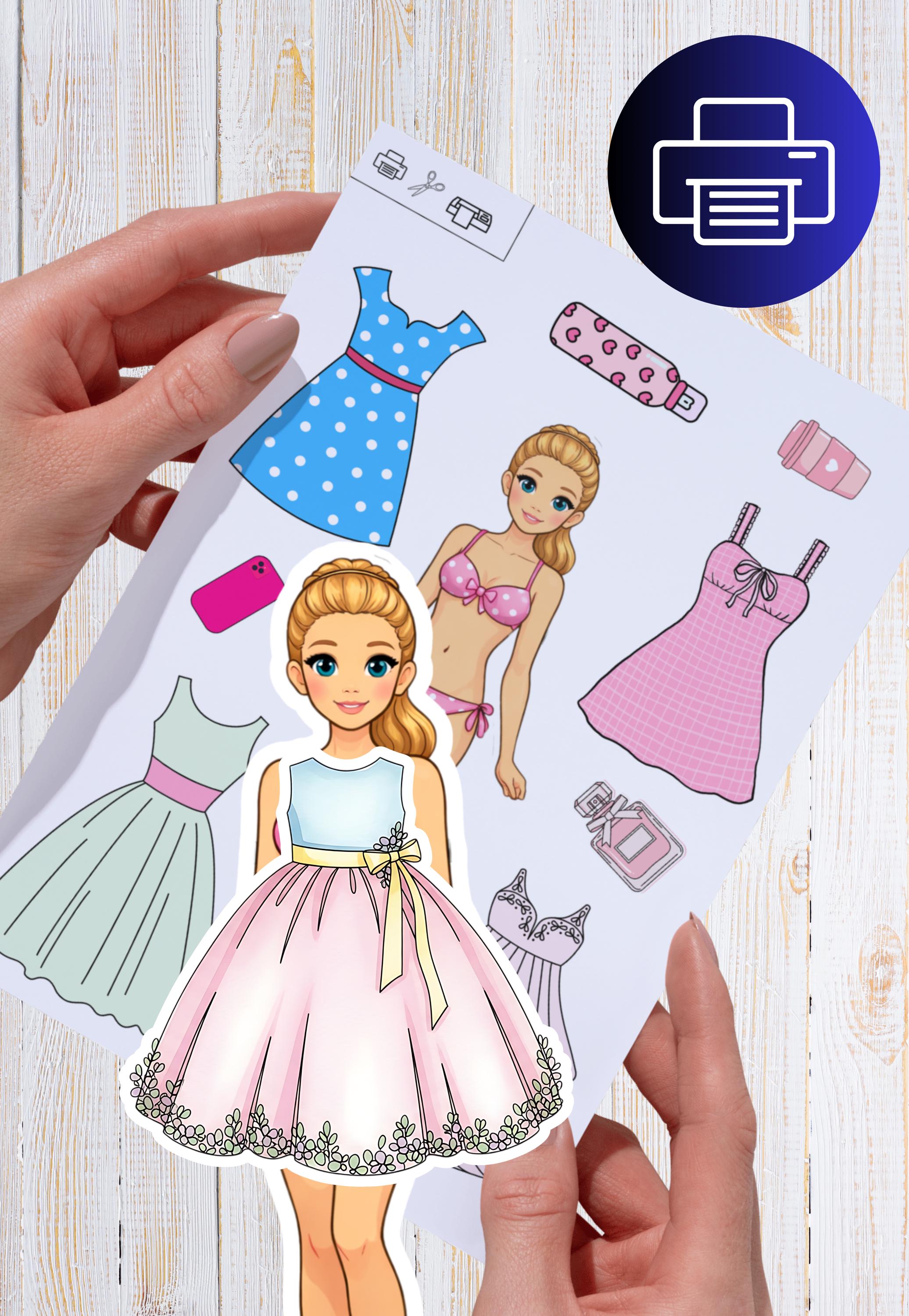 Fashion Paper Doll Printable | Dress-up Clothes & Accessories (PDF ...