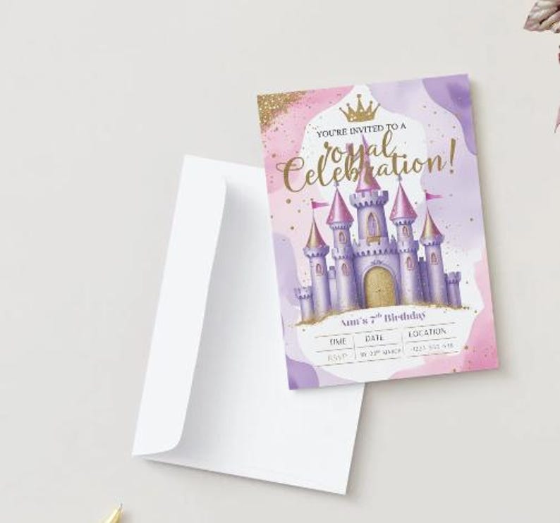 Princess Birthday Invitation: Pink Castle Theme, Editable Canva ...