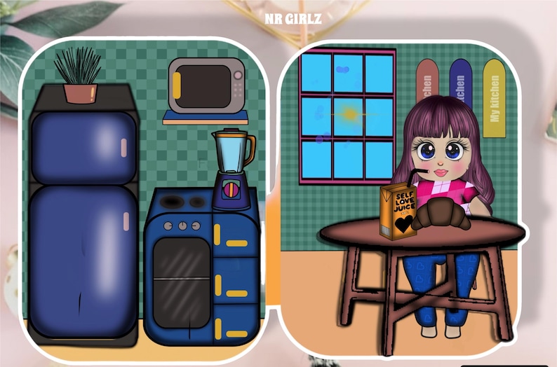 Printable Paper Dollhouse and Doll Set, Printable Paper Doll and ...