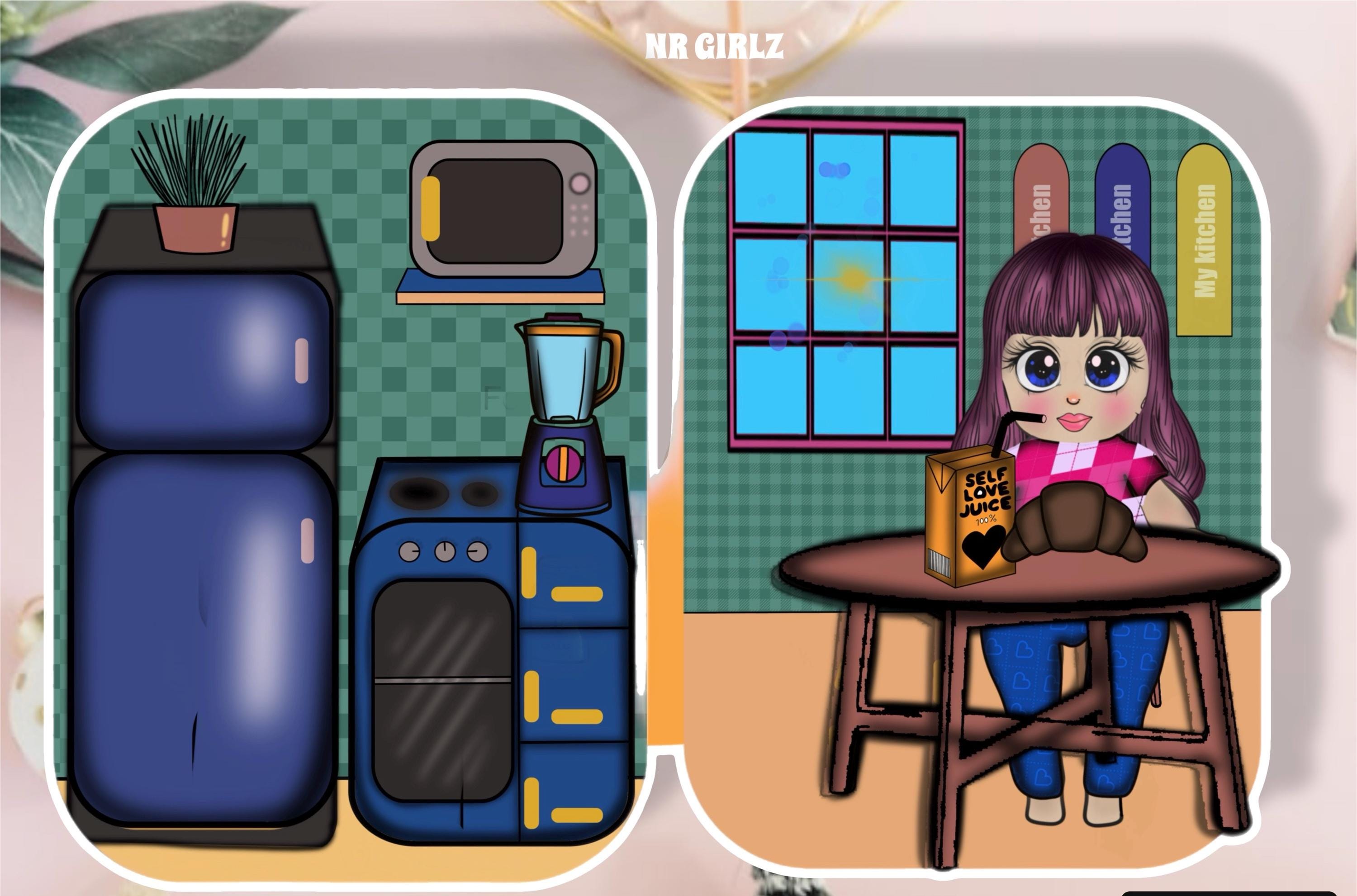 Printable Paper Dollhouse and Doll Set, Printable Paper Doll and ...