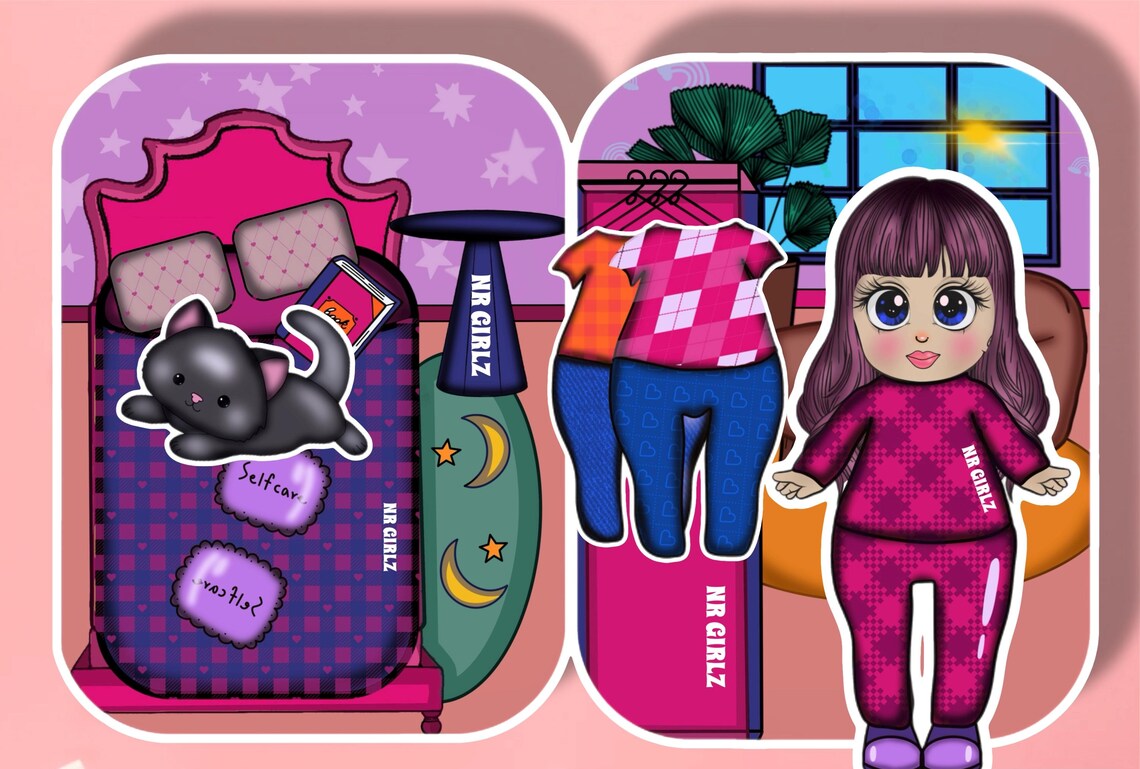 Printable Paper Dollhouse and Doll Set, Printable Paper Doll and ...