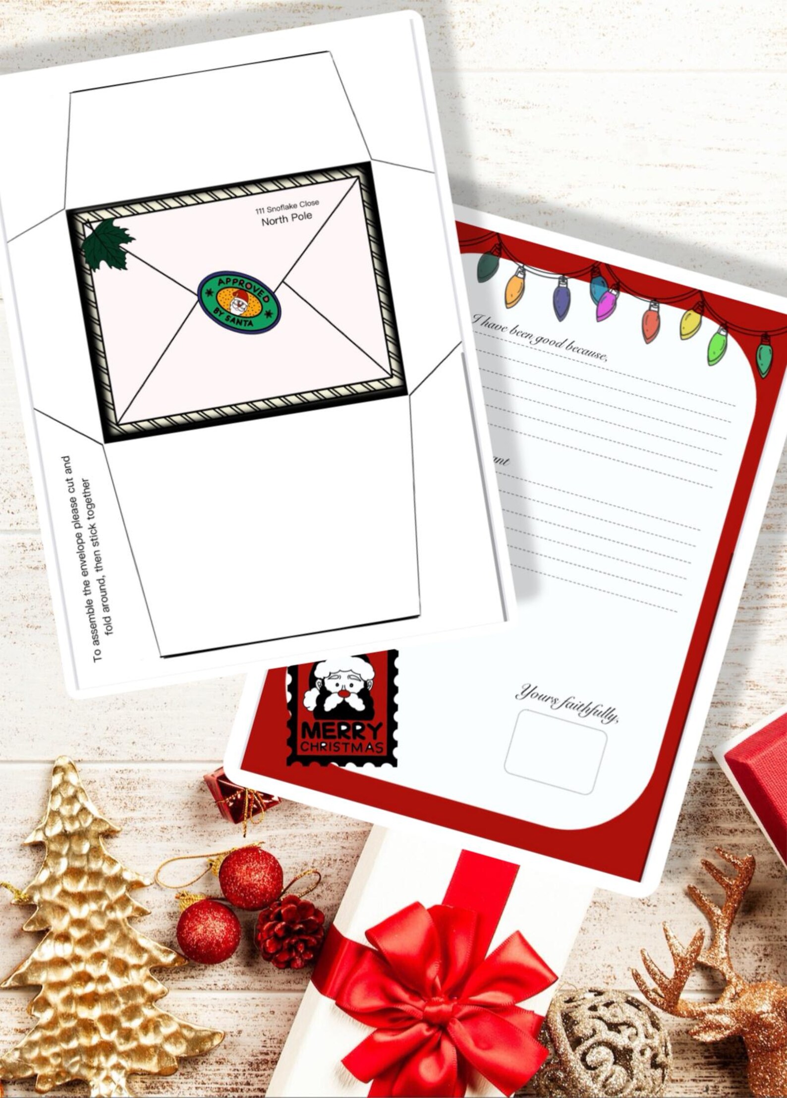 Printable Letter to Santa Kit: Kids Christmas Wish List (PDF) - Etsy