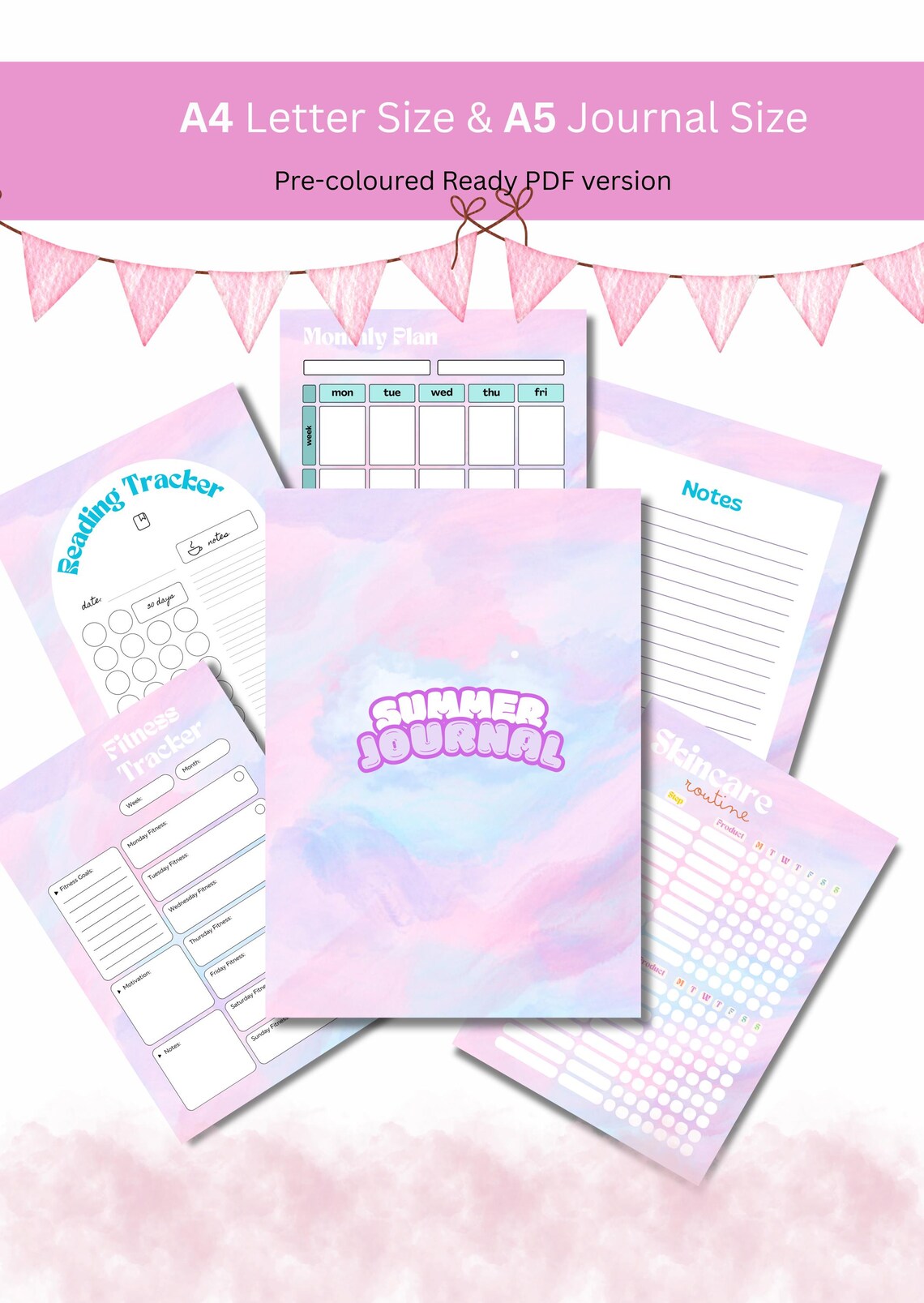 2026 Pastel Printable Planner Bundle: Wellness & Goals (PDF Download ...