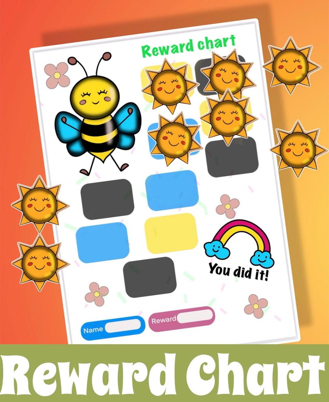 Printable Reward Chart, Busy Bee Reward Chart - Etsy