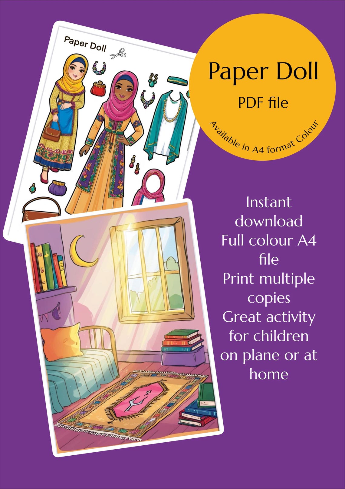 Muslim Paper Doll Hijab Girl Paper Pretend Play - Etsy