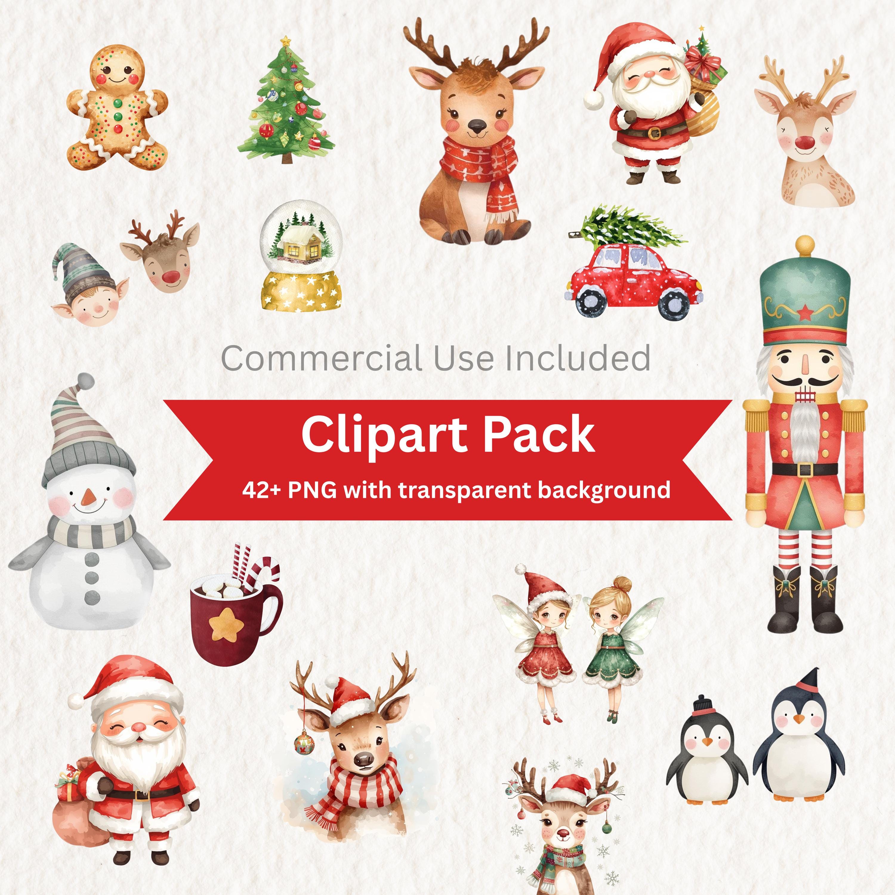 Watercolor Christmas Clipart Bundle: Holiday PNG Illustrations ...
