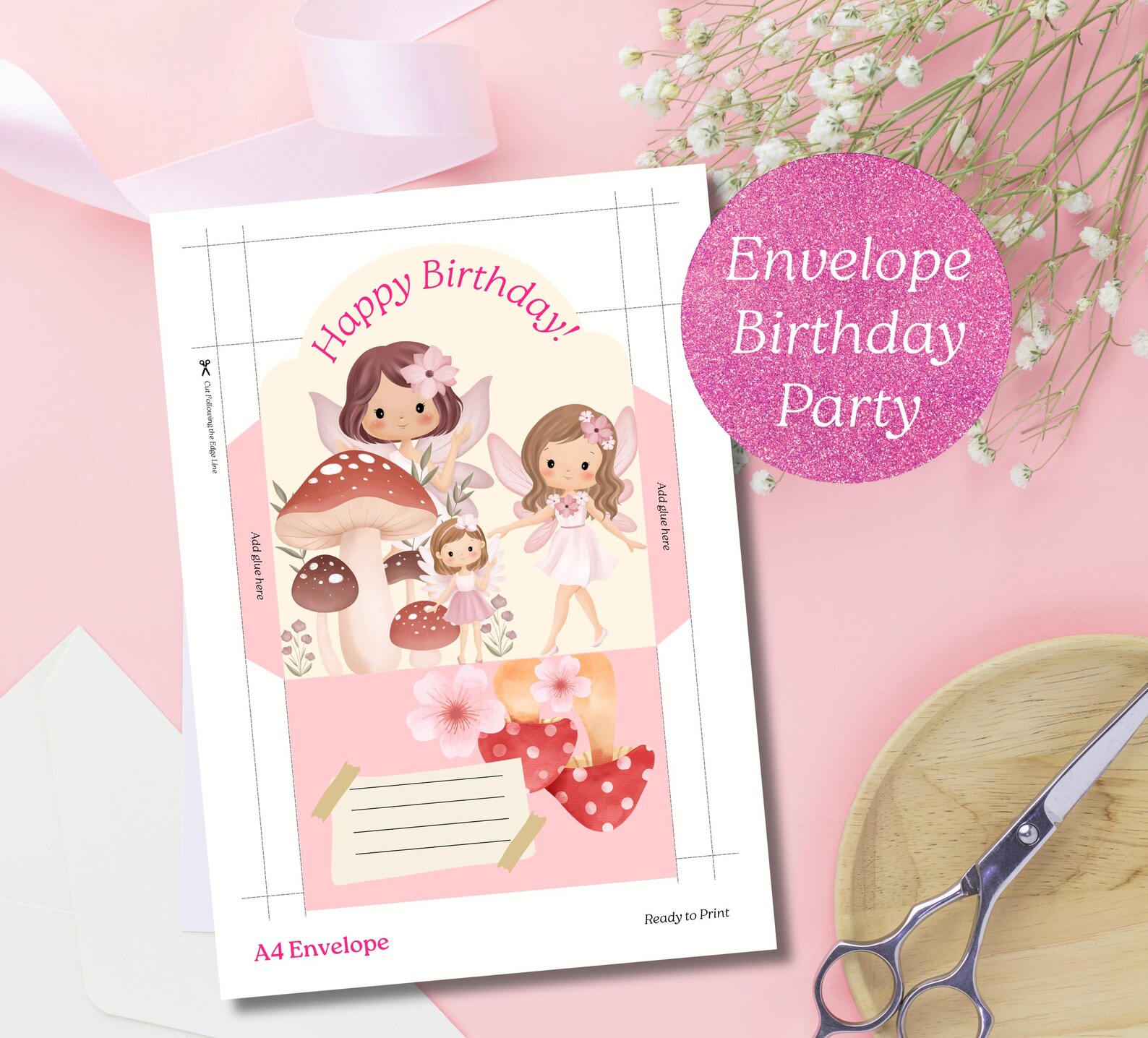 Printable Happy Birthday Envelope Template: A4 Card DIY - Etsy