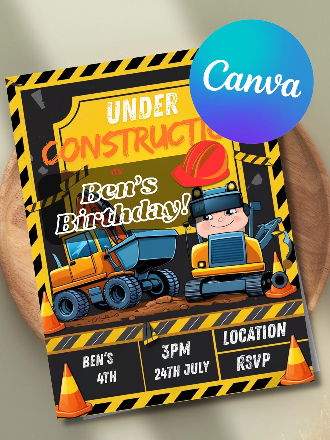 Under Construction Birthday Invitation: Editable Dump Truck Party ...