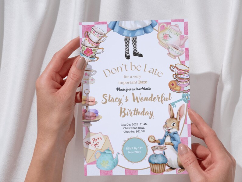 Alice in Winterland Birthday Invitation: Whimsical Tea Party (editable ...