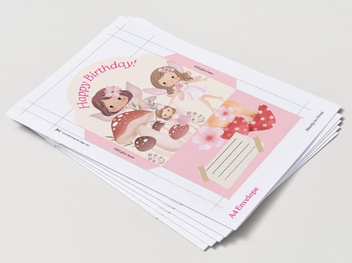 Printable Happy Birthday Envelope Template: A4 Card DIY - Etsy