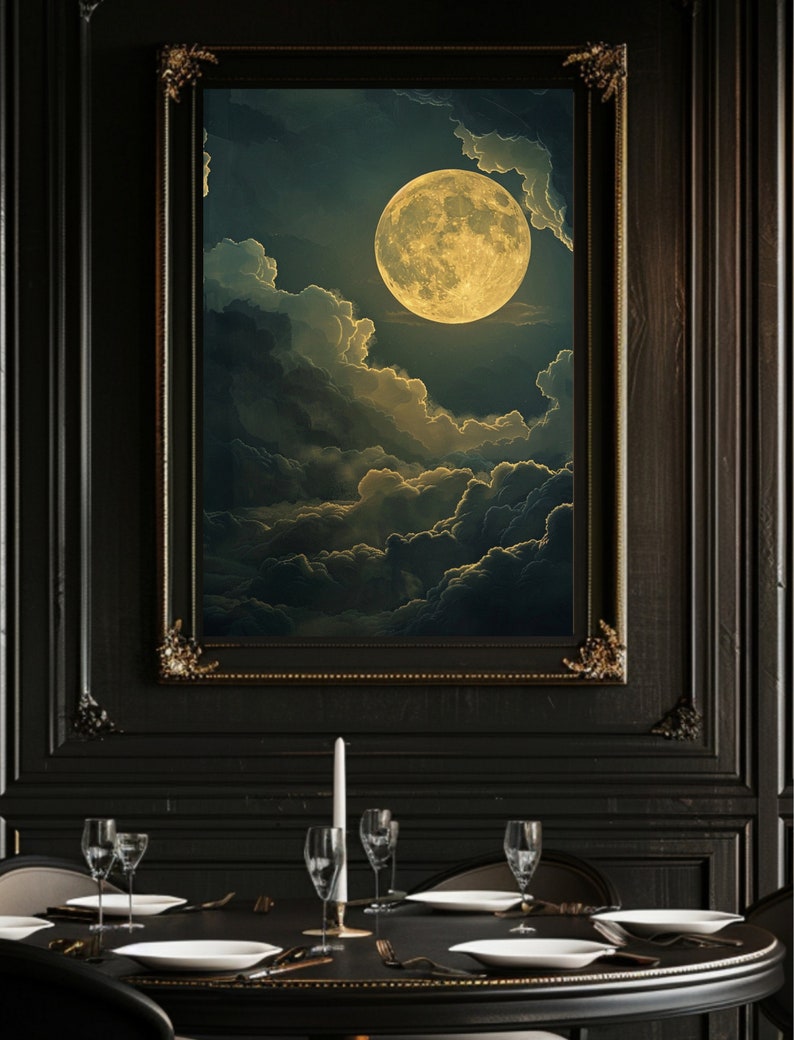Lunar Wall Art Victorian Art Print Fairytale Room Decor Moon Art ...