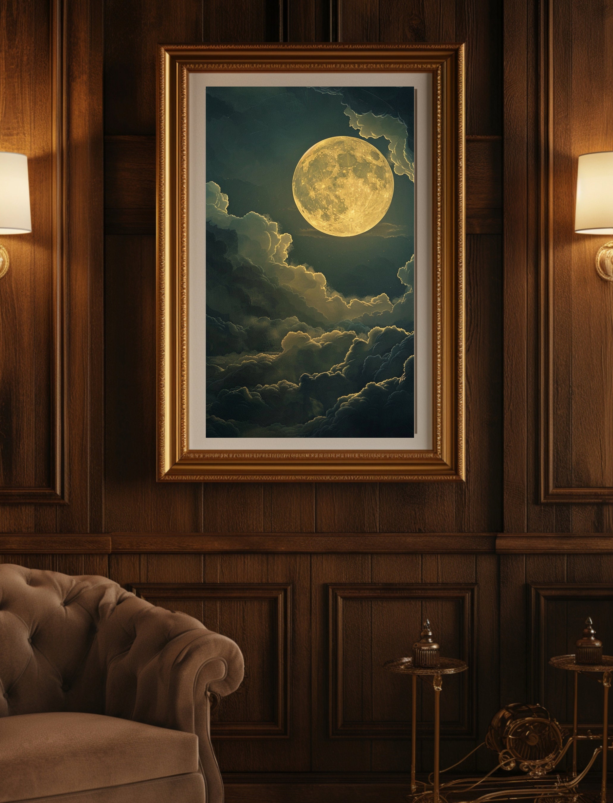 Lunar Wall Art Victorian Art Print Fairytale Room Decor Moon Art ...