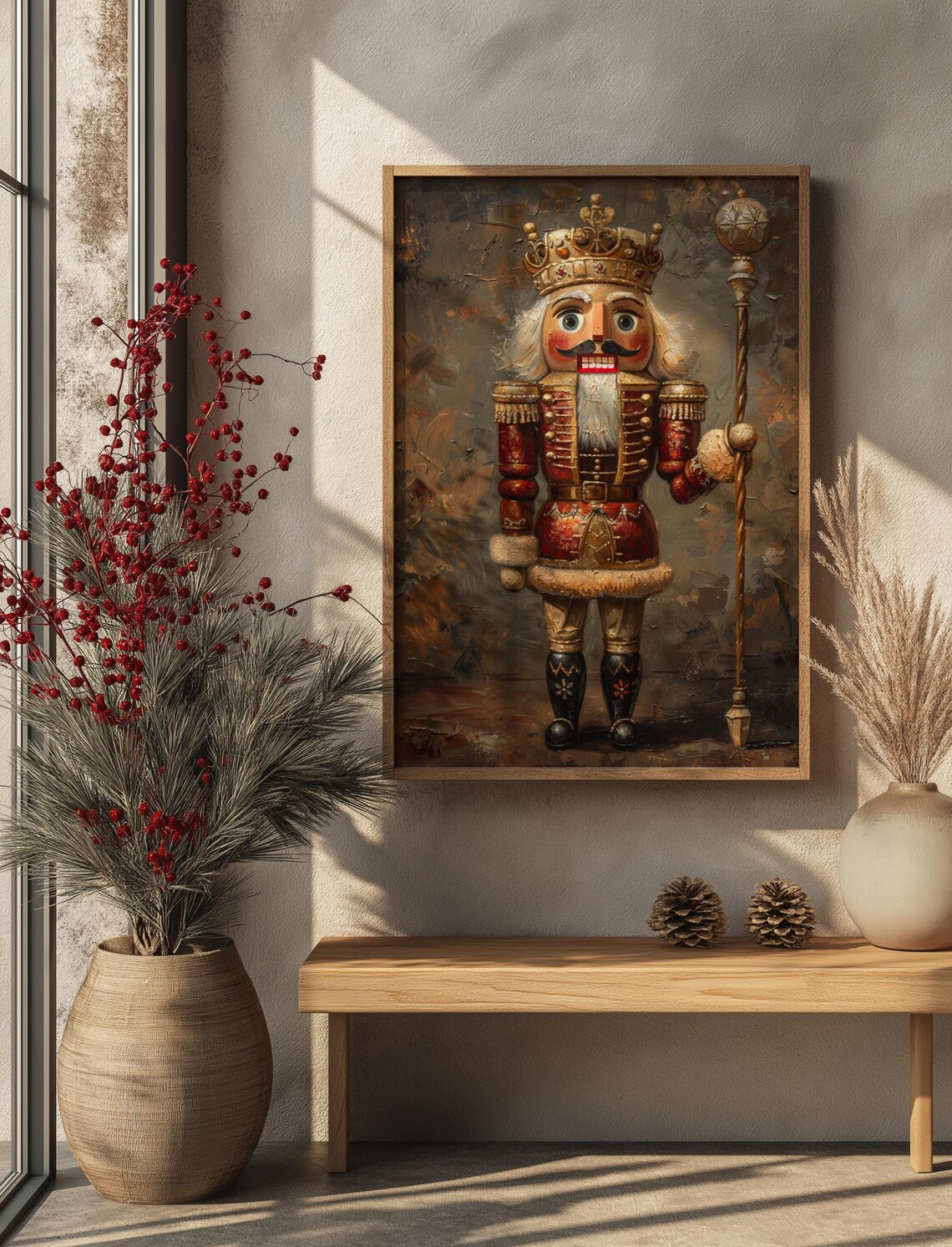 Vintage Nutcracker Oil Painting: Christmas Holiday Decor (digital ...