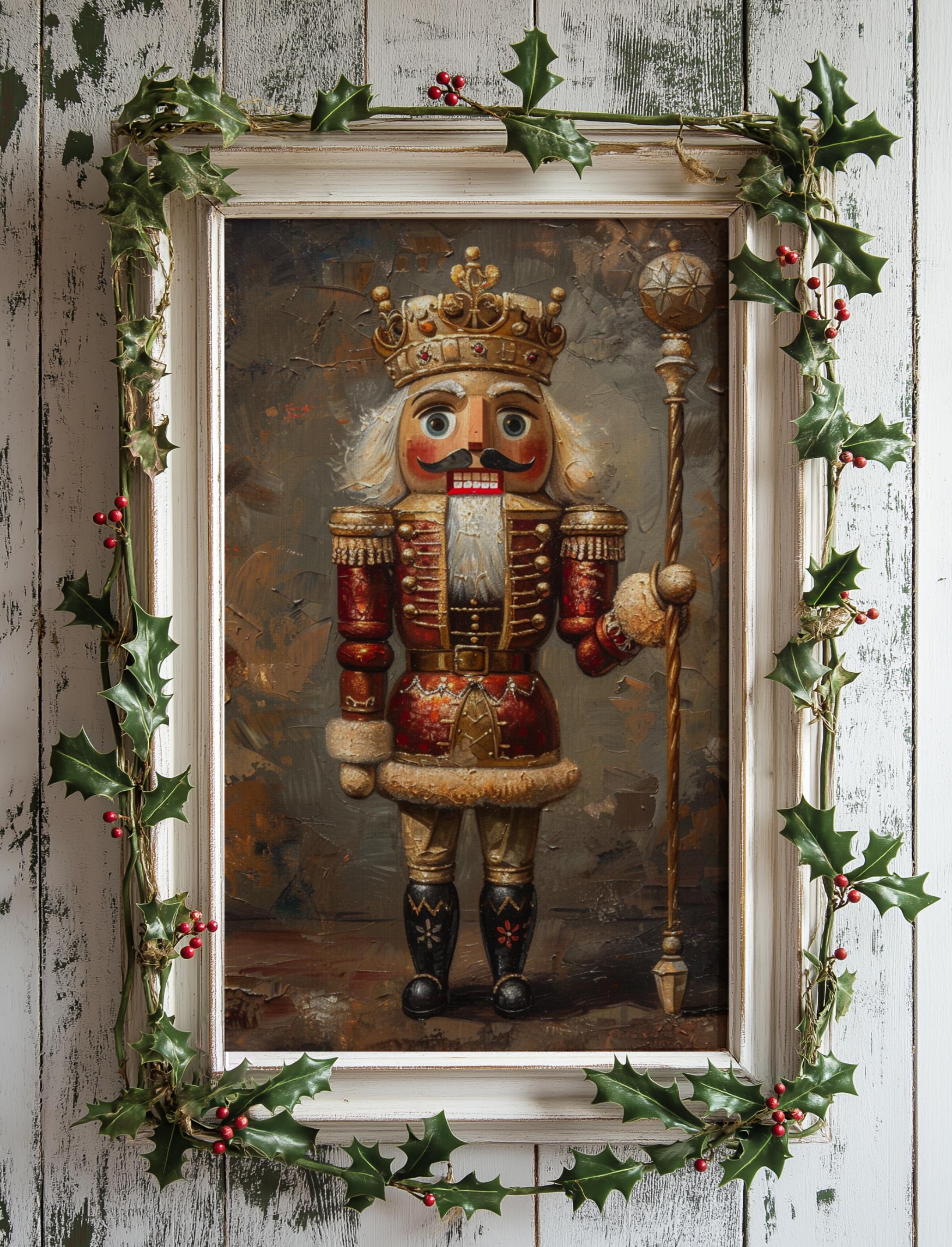 Vintage Nutcracker Oil Painting: Christmas Holiday Decor (digital ...
